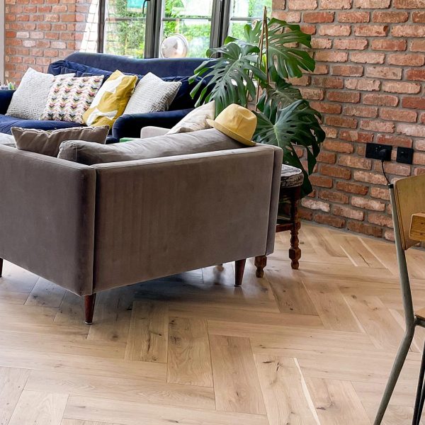 Smoked Desaturated Oak Herringbone, Brushed & UV Oiled - 70mm x 20mm ...